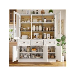 ABRIHOME Küchenschrank Esszimmerschrank mit Schubladen 140×38.5×175cm Weiß | Gr.: onesize