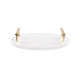 Beliani Serviergeschirr VARGOS in Weiß/Gold - (W) 30 x (H) 1 x (L) 30 cm | Gr.: onesize