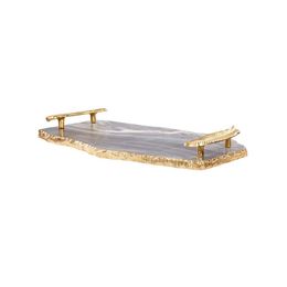 Beliani Serviergeschirr ZOGRAFOU in Grau/Gold - (W) 38 x (H) 2 x (L) 38 cm | Gr.: onesize