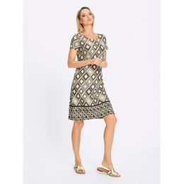 Heine Jersey-Kleid in khaki-champagner-bedruckt | Gr.: 48