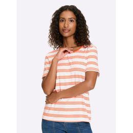 Heine Kurzarmshirt in orange-ecru-gestreift | Gr.: 40