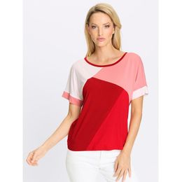 Heine Shirt in rot-pink-gemustert | Gr.: 34