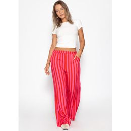 SASSYCLASSY Gestreifte Hose mit weitem Bein in Pink | Gr.: XL