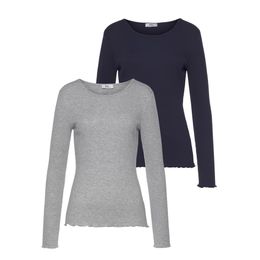Flashlights Langarmshirt in marine, grau-meliert | Gr.: 36-38