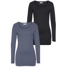 Flashlights Langarmshirt in rauchblau, schwarz | Gr.: 32/34