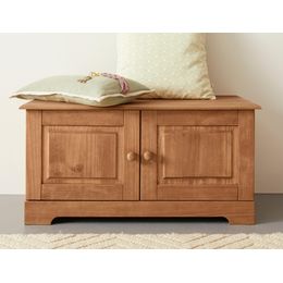 Sitzbank Home Affaire "Lisa", beige (natur gebeizt, gewachst), B:90cm H:45cm T:45cm, FSC-zertifizierter Holzwerkstoff, Massivholz, Sitzbänke, mit Stauraum und 2 Drehtüren, Breite 90 cm