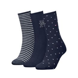 Socken Tommy Hilfiger "TH WOMEN SOCK 3P GIFTBOX", Damen, Gr. 39-42, navy, Obermaterial: 62% Baumwolle, 36% Polyamid, 2% Elasthan, Socken