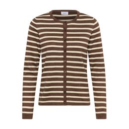 Saint Tropez Damen Strickjacke "MilaSZ Striped Cardigan"fondue fudge rice stripe, Gr. M, gestreift, Strick, Obermaterial: 80% Viskose, 20% Polyacryl,