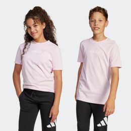 T-Shirt adidas Sportswear "J LIN TEE 160", Kinder, Gr. 164, pink (clear pink, weiß), Obermaterial: 100% Baumwolle, Rundhals, Shirts