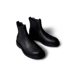 Chelseaboots Calvin Klein Jeans "COMBAT ESS CHELSEA BOOT LTH", Herren, Gr. 41, schwarz, Elastischer Einsatz, Leder, unifarben, Schuhe, Klassik-Stiefelette, Schlupfboots mit Stretcheinsätze