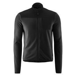 Gonso Herren Radtrikot "Adventure Jersey Fleece M"schwarz, Gr. L, 100% Polyester (Recycelt), Trikots, Herren Fahrradtrikot langarm, weiches