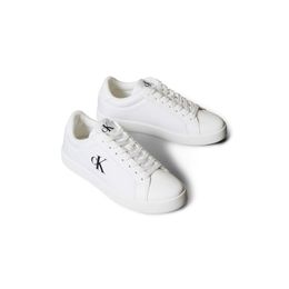 Sneaker Calvin Klein Jeans "CUPSOLE LACE UP PU MG", Damen, Gr. 37, weiß, Lederimitat, Textil, unifarben, Schuhe, Schnürschuh, Halbschuh, Freizeitsneaker, Casual-Schnürer mit CK-Logo
