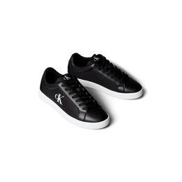 Sneaker Calvin Klein Jeans "CUPSOLE LACE UP PU MG", Damen, Gr. 38, schwarz, Lederimitat, Textil, unifarben, Schuhe, Schnürschuh, Halbschuh, Freizeitsneaker, Casual-Schnürer mit CK-Logo