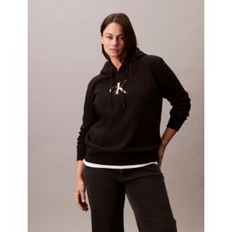 Kapuzensweatshirt "PLUS GRADIENT CK HOODIE", Damen, Gr. XXXL(46), schwarz (ck schwarz), Sweatware, Obermaterial: 55% Baumwolle, 45% Polyester, Calvin Klein Jeans Plus, unifarben, Bündchen, Sweatshirts, in großen Größen, Druck mit Farbverlauf