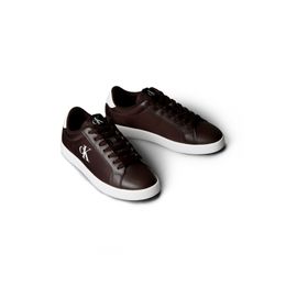 Sneaker Calvin Klein Jeans "CUPSOLE LACE UP PU MG", Damen, Gr. 37, rot (bordeaux, weiß), Lederimitat, Textil, unifarben mit Farbeinsatz, Schuhe, Schnürschuh, Halbschuh, Freizeitsneaker, Casual-Schnürer mit CK-Logo