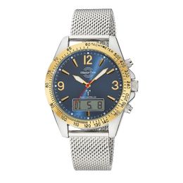 MASTER TIME Herren MASTER TIME Funkchronograph &raquo;Sporty&laquo; Quarzuhr, Armbanduhr, Herrenuhr, Edelstahlarmband, analog, digital blau