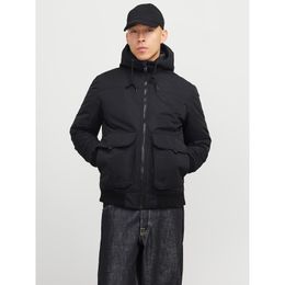 Jack & Jones JACK & JONES Bomberjacke »JJCONSTRUCT BOMBER mit glänzender Oberfläche« mit Kapuze Black S S Bomberjacke von Jack & Jones