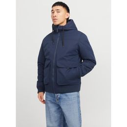 Jack & Jones JACK & JONES Bomberjacke »JJCONSTRUCT BOMBER mit glänzender Oberfläche« mit Kapuze Navy Blazer M M Bomberjacke von Jack & Jones