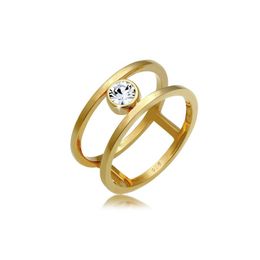 Elli Premium Fingerring »Glas Kristalle Weiß 925 Sterling Silber« Gold 52 mm Ring für Damen mit Swarovski Kristallen verleiht jedem Outfit einen...