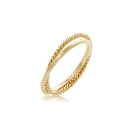 Elli Fingerring »Wickelring Klassik Fein Gedreht 925 Silber« Gold 62 mm Zeitloser Basic Wickelring für Damen