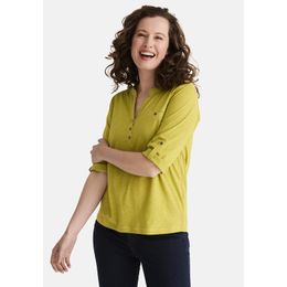 STOOKER WOMEN 3/4-Arm-Shirt »MARIE T-Shirt 3/4 - Arm« Regular Fit Slub Yarn Baumwolle Henley Shirt Knopfleiste für Damen green oil 48/50 48/50...