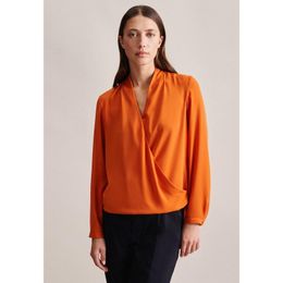 Seidensticker Wickelbluse »Schwarze Rose« 1/1 V-Neck Uni Orange 48 48 Passform: Regular