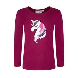 happy girls Langarmshirt mit s&uuml;&szlig;em Einhorn-Motiv aus tollen Wechsel-Pailletten berry 92 92 Shirt von happy girls