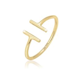 Elli Premium Fingerring »Geo Trend Look Statement Offen 375 Gelbgold« Gold 52 mm Eleganter Ring für Damen aus 375 Gelbgold strahlt zeitlose...