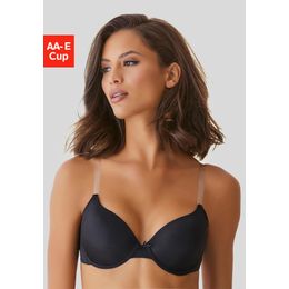 Schalen-BH Lascana "Ela", Damen, Gr. 70, Cup B, schwarz, Microtouch, Obermaterial: 82% Polyamid (TACTEL), 18% Elasthan (LYCRA), BHs, mit transparenten Trägern, perfect basic mit Bügel, Basic Dessous