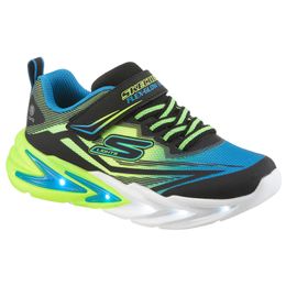 Sneaker Skechers "FLEX-GLOW ULTRA", Kinder, Gr. 28, bunt (schwarz, neongelb), Lederimitat, Textil, kontrastfarbene Details, Schuhe, Klettschuh zum Schlüpfen, Größenschablone zum Download