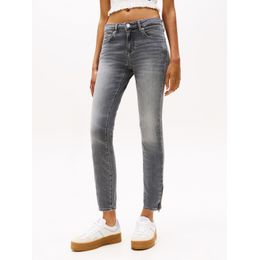Skinny-fit-Jeans Tommy Jeans "SOPHIE LW SKN ANK ZIP CH0277", Damen, Gr. 26, Länge 28, grau (denim grau), Denim/Jeans, Obermaterial: 92% Baumwolle, 6% Elastomultiester, 2% Elasthan, unifarben, skinny fit knöchellang, Jeans