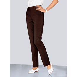 Stretch-Hose Classic Basics, Damen, Gr. 42, Normalgrößen, braun (schokobraun), 64% Polyester, 34% Viskose, 2% Elasthan, unifarben, lang, Hosen