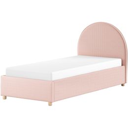 Boxbett Vipack "Moon, mit Lattenrost und Stauraum, modernes Design", rosa, B:98cm L:213cm, Komplettbetten, inkl. Massivholz Füßen in natur, 3 Stoff Farben zur Auswahl