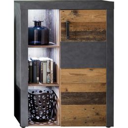 Highboard Inosign "Ilana", grau (graphit grau matera, old wood farben), Sideboards, Stauraumschrank mit 1 Tür & 3 Fächern - (B/T/H) 87/34/118 cm