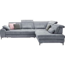 Ecksofa, blau (famosa blau), SET ONE BY Musterring, Sofas, Herren, B/H/T: 317cm x 86cm x 220cm, Flachgewebe, Armlehne links, Sitztiefenverstellung,Kopfteilverstellung,Bettfunktion,Schubkasten, 100% Polyester, Ecksofa, Kaltschaumpolsterung, Flachgewebe, whlw. mit Funktionen, Sitzh&ouml;he 49, B:317cm H:86cm T:220cm
