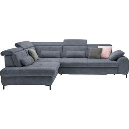 Ecksofa, blau (famosa navy), SET ONE BY Musterring, Sofas, Herren, B/H/T: 317cm x 86cm x 220cm, Flachgewebe, Armlehne rechts, Sitztiefenverstellung,ohne Kopfteilverstellung,Ohne Bettfunktion,Ohne Schubkasten, 100% Polyester, Ecksofa, Kaltschaumpolsterung, Flachgewebe, whlw. mit Funktionen, Sitzh&ouml;he 49, B:317cm H:86cm T:220cm