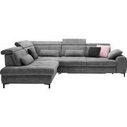 Ecksofa, grau (famosa anthrazit), SET ONE BY Musterring, Sofas, B/H/T: 317cm x 86cm x 220cm, Flachgewebe, Armlehne rechts, Sitztiefenverstellung,Kopfteilverstellung,Ohne Bettfunktion,Ohne Schubkasten, 100% Polyester, Ecksofa, Kaltschaumpolsterung, Flachgewebe, whlw. mit Funktionen, Sitzh&ouml;he 49, B:317cm H:86cm T:220cm