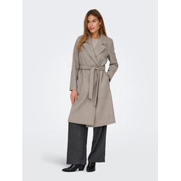 Langmantel Only "ONLALVILDA LIFE WRAP COAT OTW", Damen, Gr. M, grau (simply taupe detail:melange), Web, Obermaterial: 100% Polyester, meliert, regular fit knieumspielend, V-Ausschnitt, Mäntel