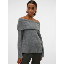 V&eacute;ro Moda VERO MODA Damen Strickpullover "VMERA LS OFF SHOULDER PULLOVER GA NOOS"medium grau melange, Gr. M, unifarben, Strick, Obermaterial: 52% Polyester,