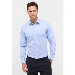 Langarmhemd Eterna "MODERN FIT", Herren, Gr. 46, Normalgrößen, blau (hellblau), Satin, 100% Baumwolle, tailliert, Manschette, Hemden, NON IRON (bügelfrei)