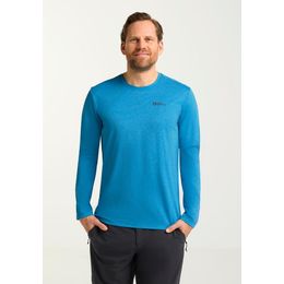 Rundhalspullover Jack Wolfskin "SKY THERMAL L/S M", Herren, Gr. L (52), blau (aurorablau), Oberstoff: 100% POLYESTER, Pullover