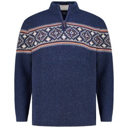 Große Größen Ragman Strickpullover mit Troyerkragen Farbe marine Größe: 3XL
