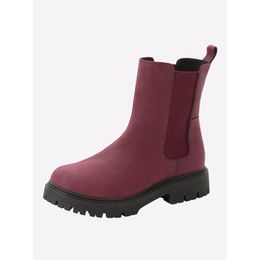 sheego Damen Ankleboots aus Velourslederimitat, bordeaux, Gr&ouml;&szlig;e 38