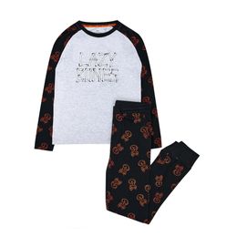 Threadboys Loungewear Set 'Bone Halloween' Mädchen Größe 116 graumeliert / dunkelorange / schwarz / weiß