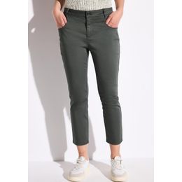 7/8-Hose Street One, Damen, Gr. 32, Länge 26, grün (wither grün), Web, 97% Baumwolle, 3% Elasthan, unifarben mit Farbeinsatz, comfort fit 7/8-Länge, Hosen, 4-Pocket Style