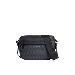 Umhängetasche Calvin Klein "CK MUST MONO CAMERA BAG", Damen, Gr. B/H/T: 20,5cm x 13cm x 5cm, schwarz, Lederimitat, Polyester, gemustert, Taschen, Herren Mini Bag, Schultertasche, kleine Tasche mit Logo-Schriftzug