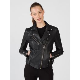 Lederjacke Maze "Amur", Damen, Gr. M, schwarz (schwarz, schwarz), Obermaterial: 100% Lammleder; Innenfutter: 100% Baumwolle; Ärmelfutter: 100% Polyester, Jacken