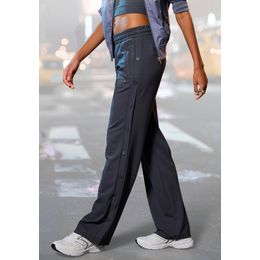 Loungepants French Connection, Damen, Gr. 36/38, N-Gr, grau (anthrazit), Obermaterial: 70% Viskose, 25% Polyamid, 5% Elasthan, bestickt, unifarben, Modisch, bequem lang, Hosen, mit Druckknöpfen seitlich am Bein