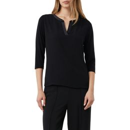 3/4-Arm-Shirt comma, Damen, Gr. 36, schwarz, Single Jersey, Obermaterial: 93% Viskose, 7% Elasthan, unifarben, regular fit normal, Rundhals, gerader Abschluss, Shirts 3/4-Arm-Shirt, mit Satin-Blende