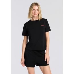 T-Shirt HUGO UNDERWEAR, Damen, Gr. S, schwarz, Single Jersey, Obermaterial: 95% Baumwolle, 5% Elasthan, unifarben, regular fit normal, Rundhals, abgesteppte Kante, Shirts T-Shirt, mit rundem Ausschnitt, regular fit, toniges Markenlogo